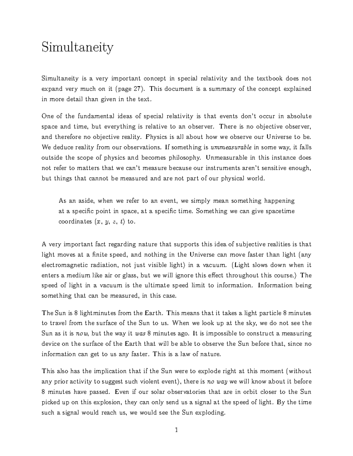 Riemannian Geometry and Special Relativity - Simultaneity ...