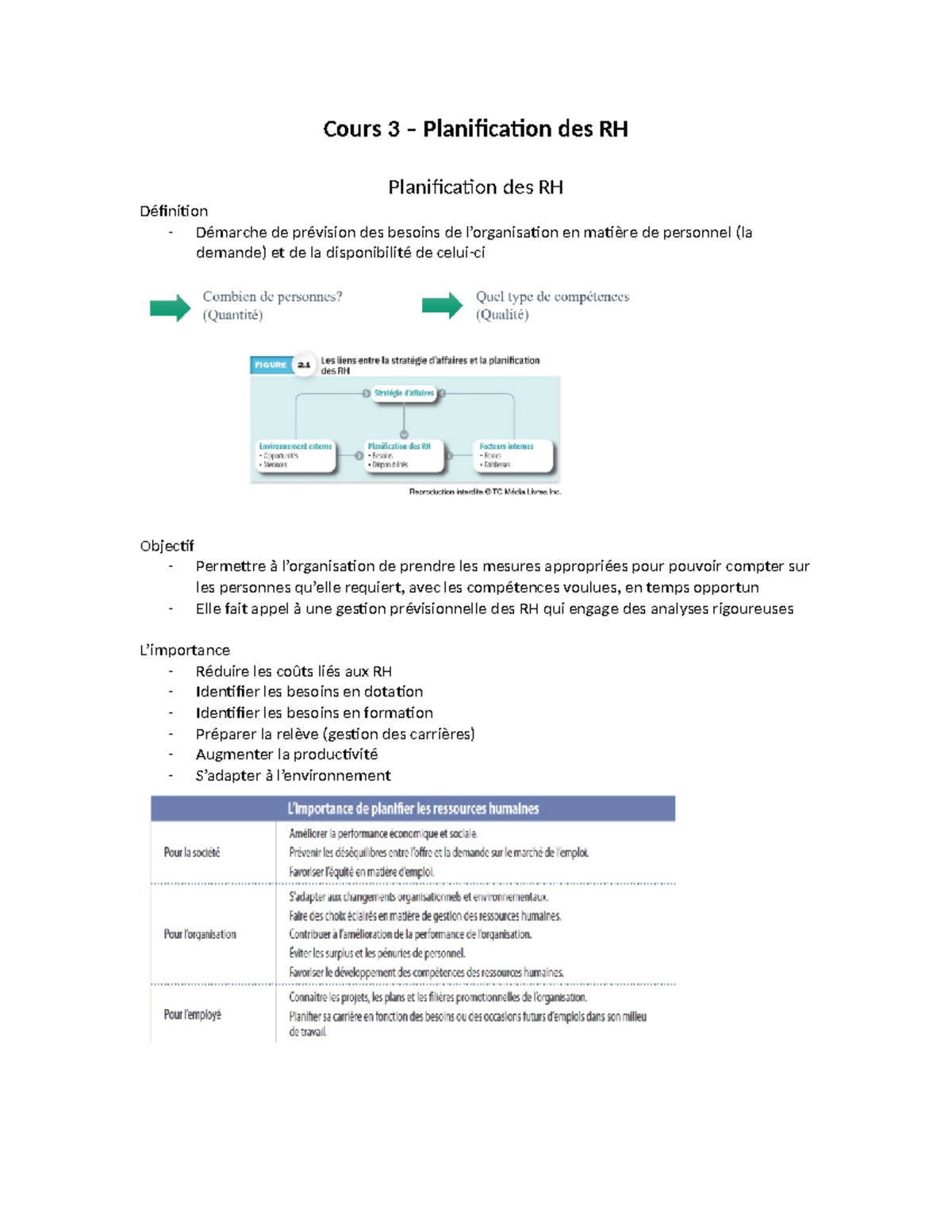 Cours 3 - Cours 3 – Planification des RH Planification des RH ...