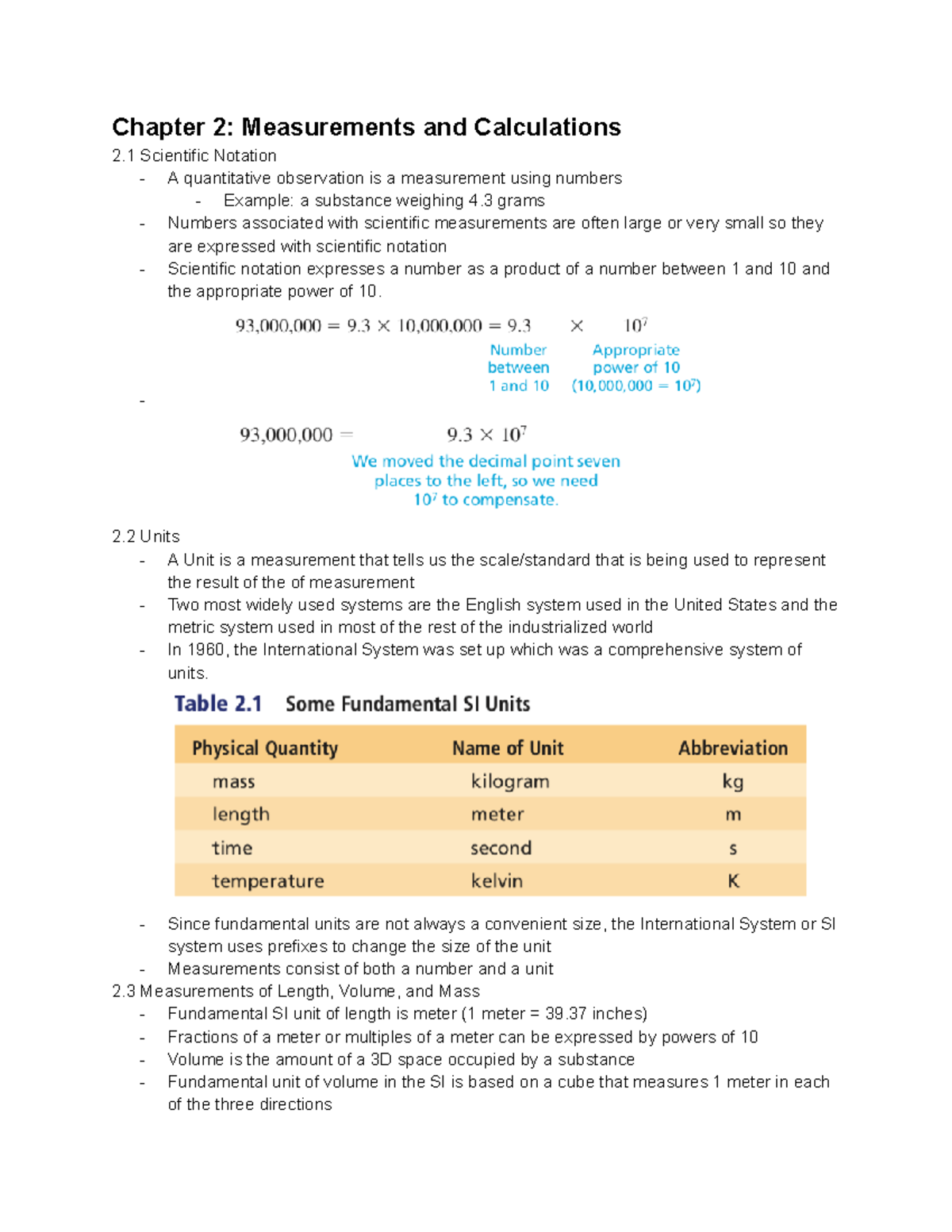 Chapter 2 Measurements and Calculations - Chapter 2: Measurements and ...