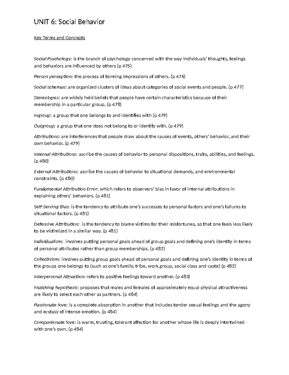 Key Terms and Concepts - UNIT 6: Social Behavior Key Terms and Concepts ...