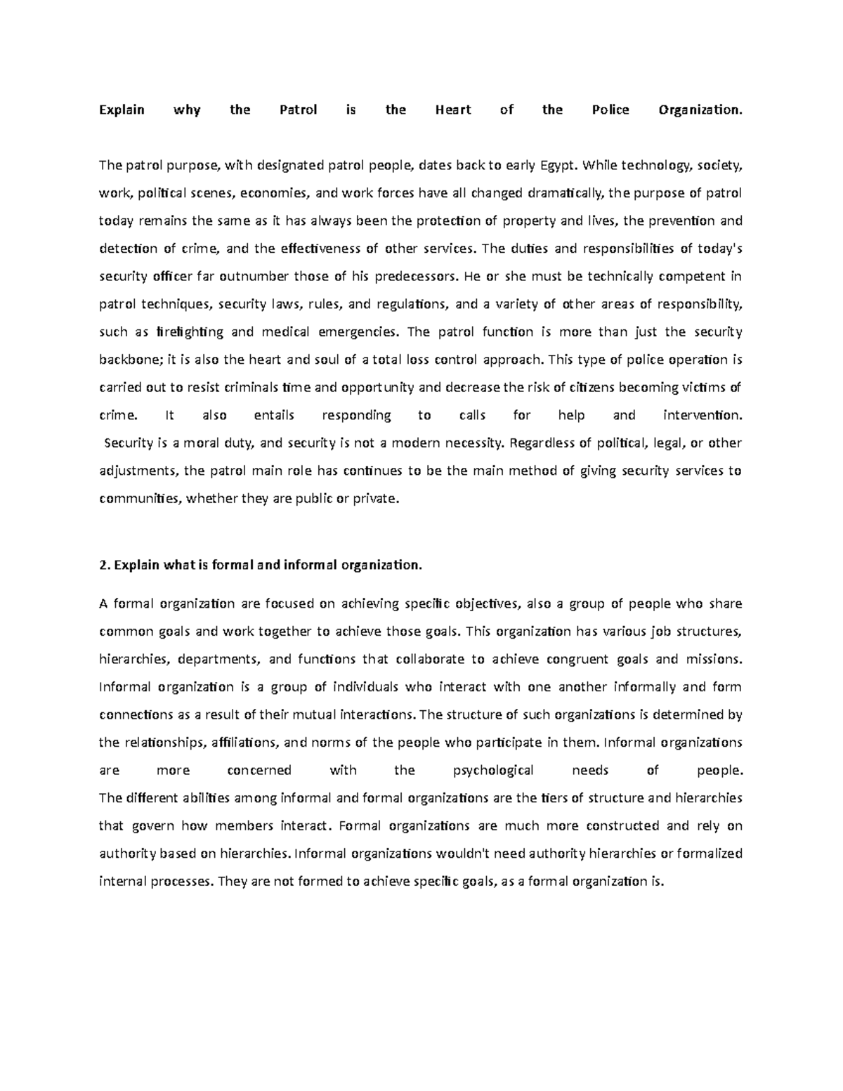 P1 - Lecture English Writing Chap 1 - Explain why the Patrol is the ...