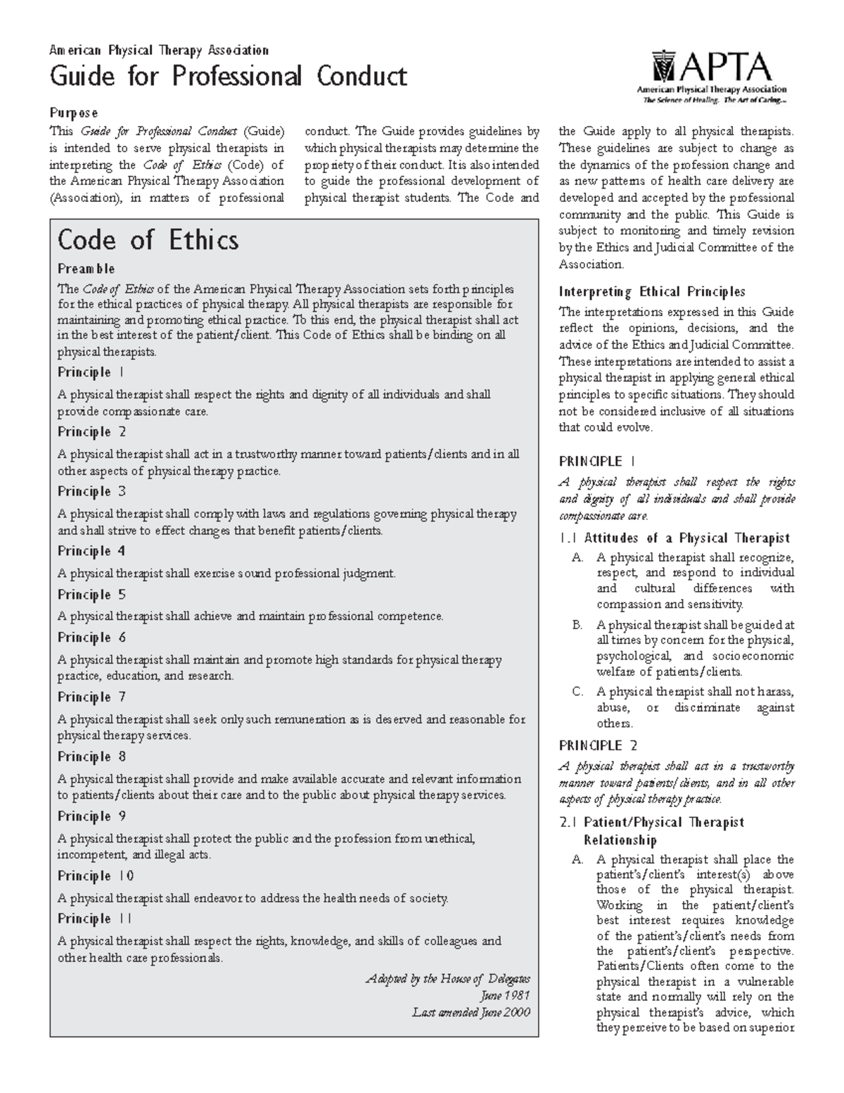 Codeof Ethicsand Guide - Purpose This Guide for Professional Conduct ...