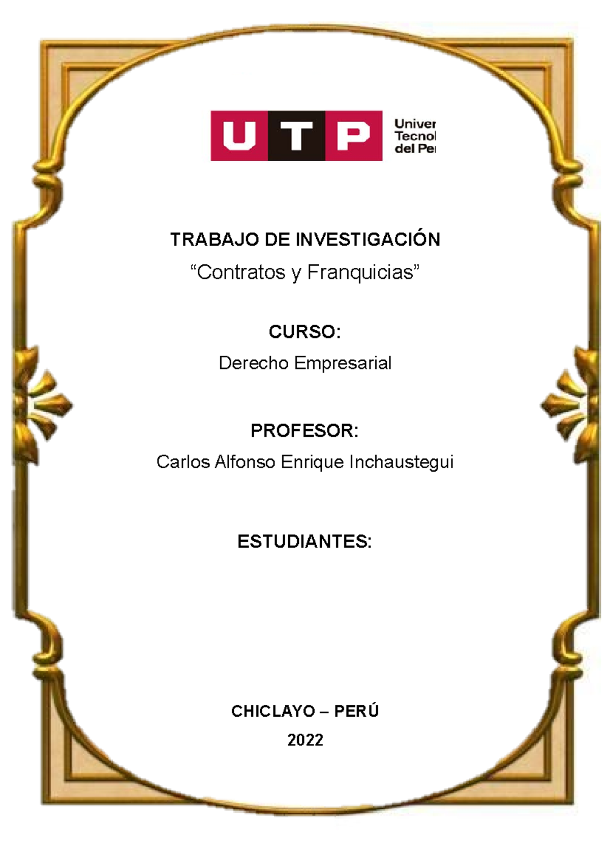 Trabajo de investigación Derecho empresarial - PROFESOR: Carlos Alfonso ...