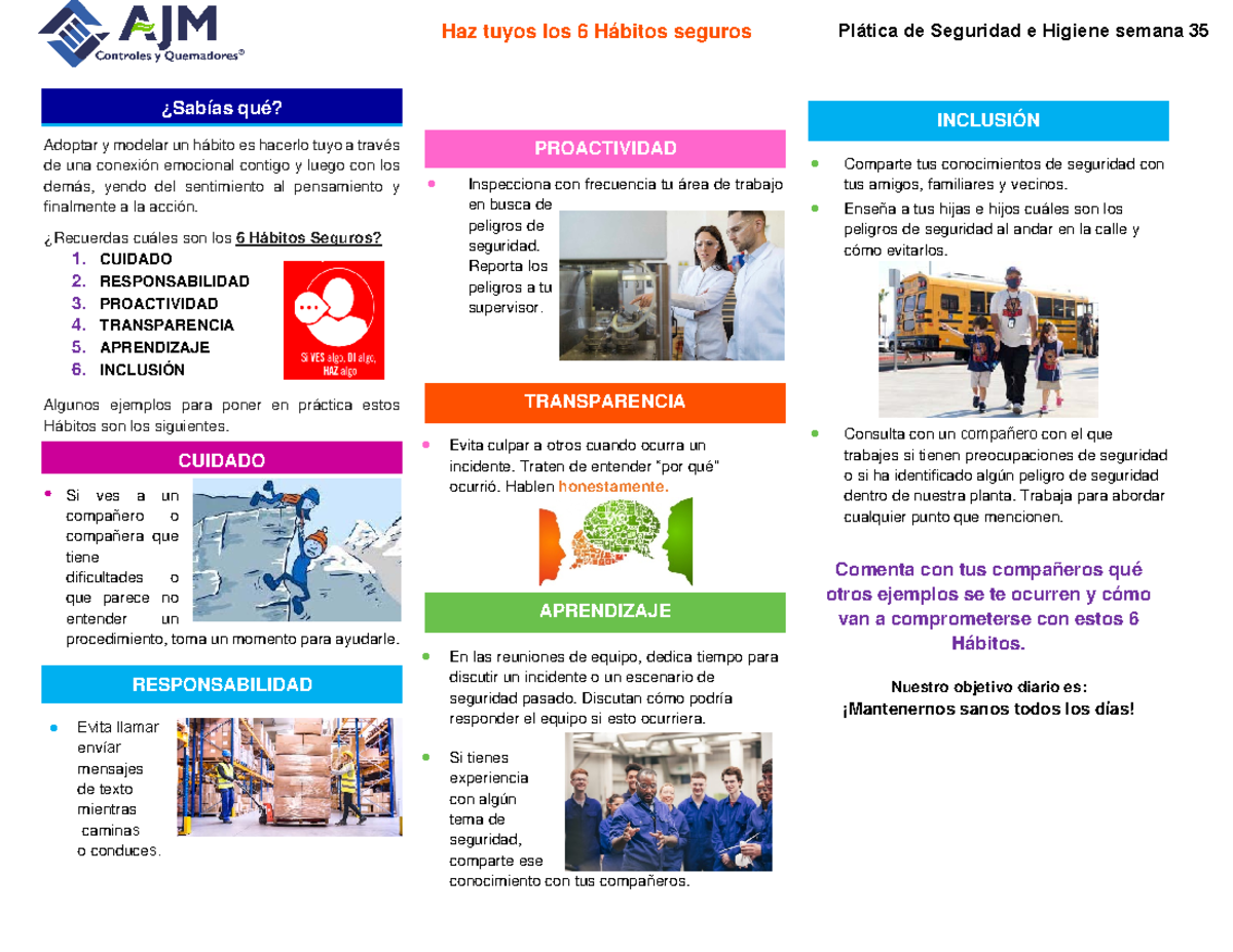 Semana 35. Haz tuyos los 6 habitos de seguridad - Haz tuyos los 6 ...