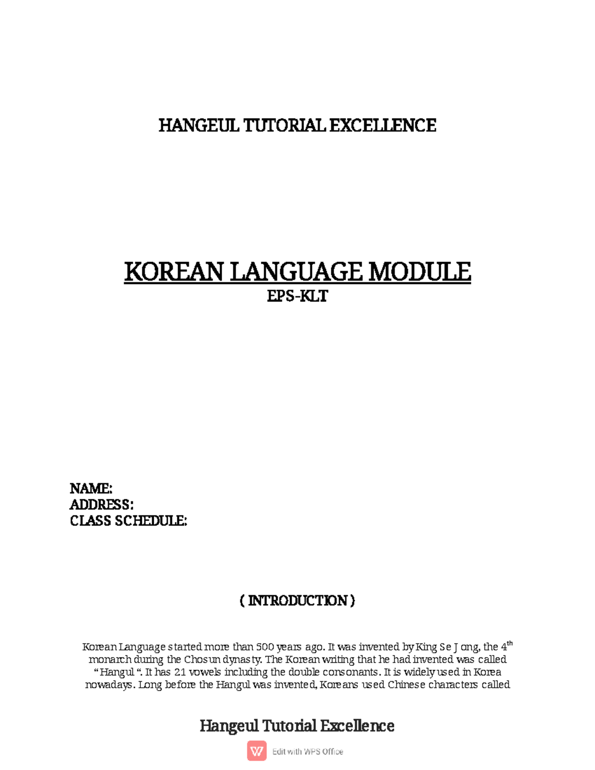 Module AND Exercises - Lesson - HANGEULTUTORIALEXCELLENCE ...