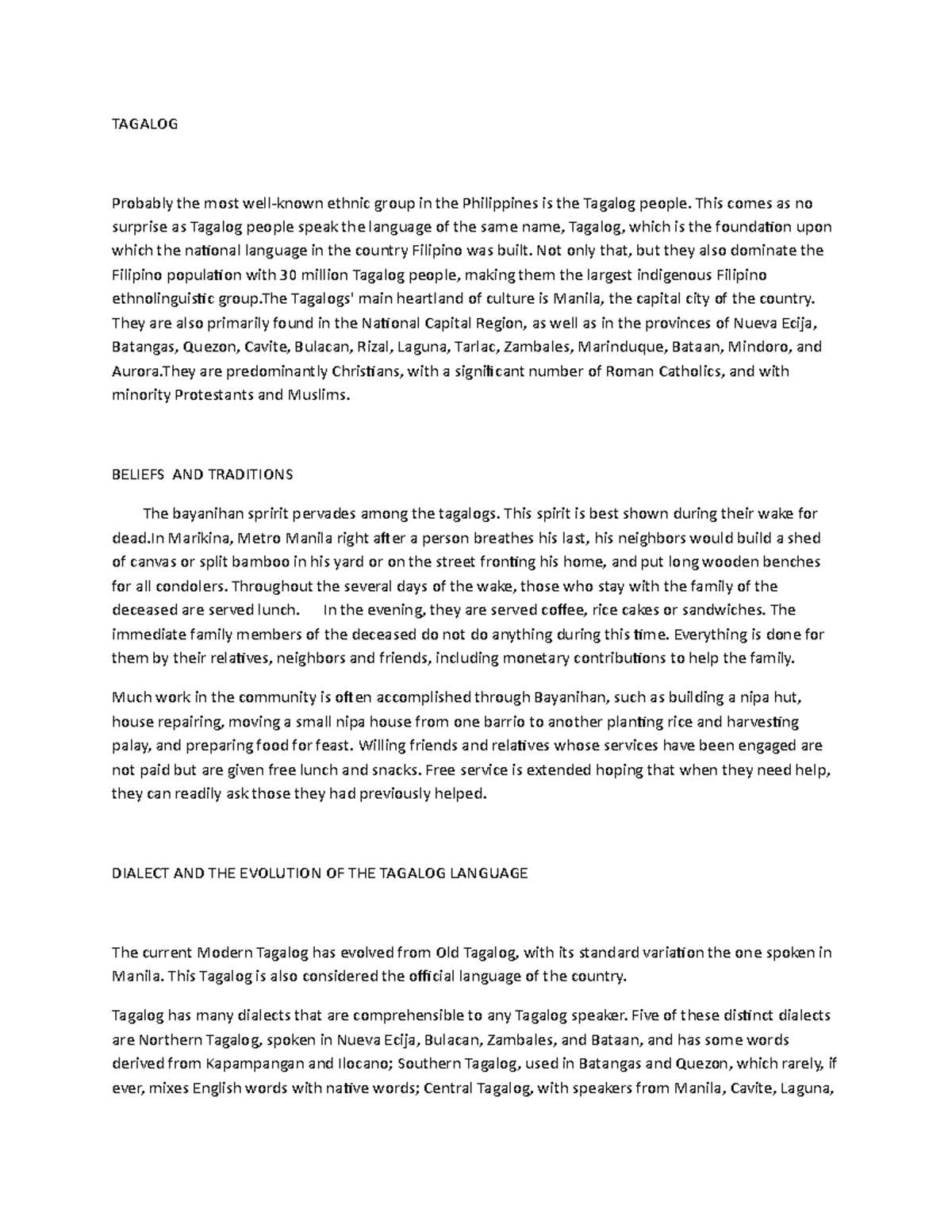 Tagalog - vnJSBFJSB - TAGALOG Probably the most well-known ethnic group ...