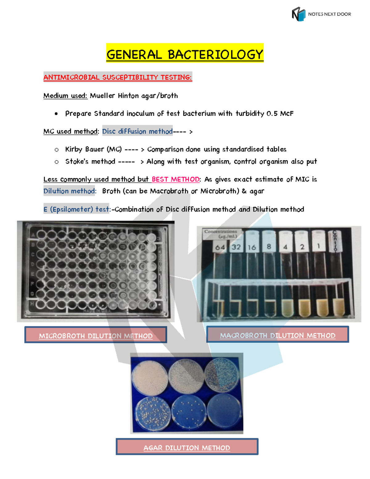 Micro 1 final - GENERAL BACTERIOLOGY ANTIMICROBIAL SUSCEPTIBILITY ...