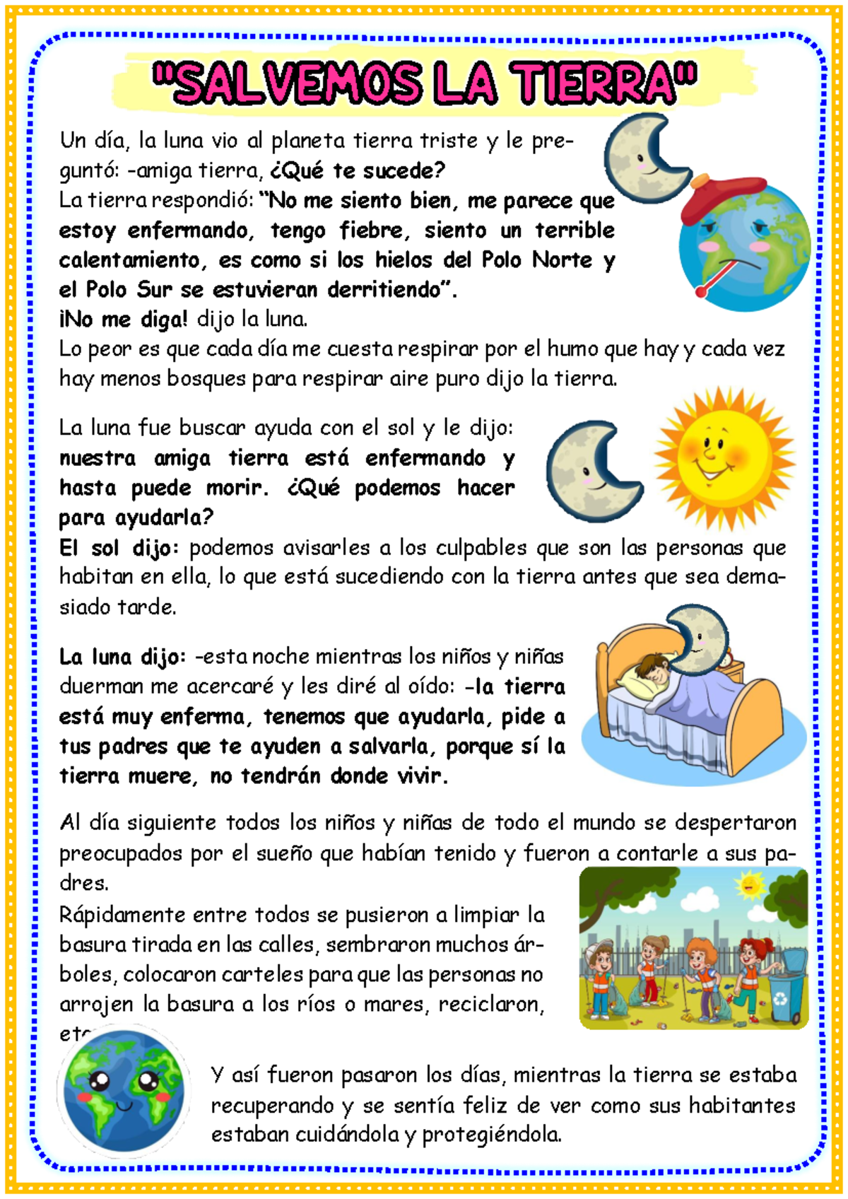 Ficha Cuento Sobre EL Planeta Tierra - Un día, la luna vio al planeta ...