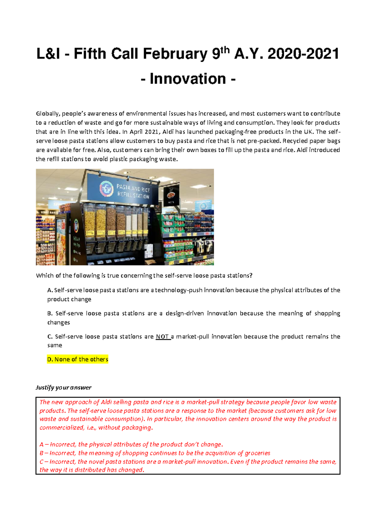 5th Call Innovation Solution - L&I - Fifth Call February 9 th A. 2020 ...