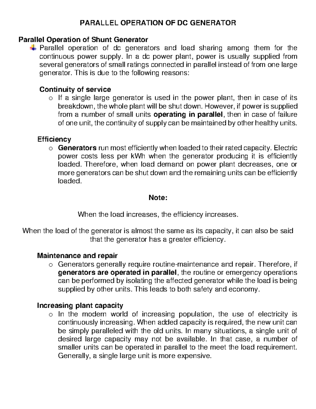 Parallel Operation OF DC Generator - PARALLEL OPERATION OF DC GENERATOR ...