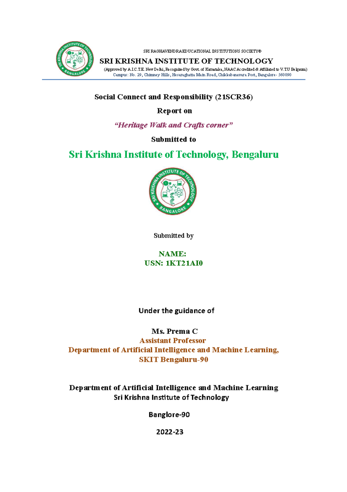 SCR - SCR Project Report - SRI RAGHAVENDRA EDUCATIONAL INSTITUTIONS ...
