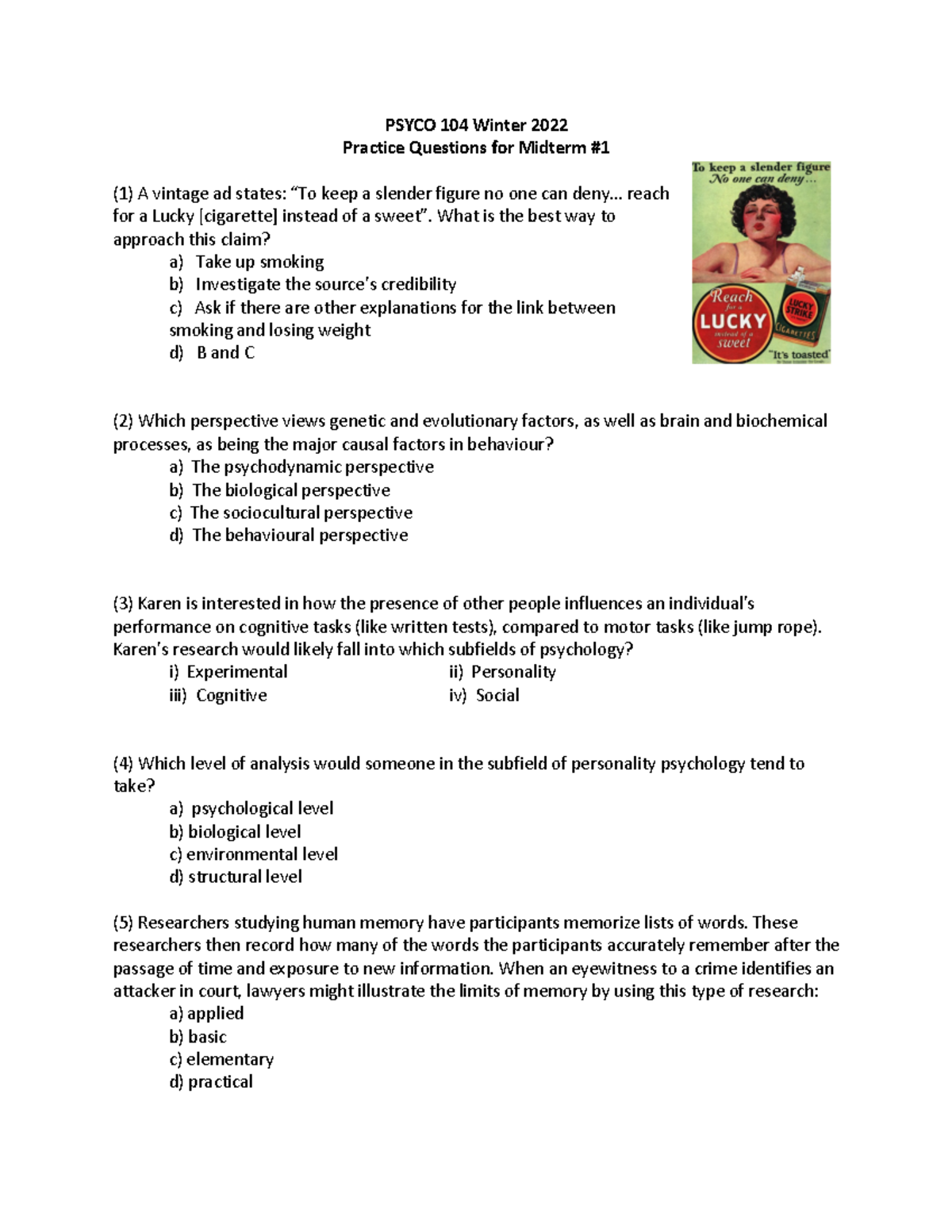 Midterm 1 Practice Questions - PSYCO 104 Winter 2022 Practice Questions ...