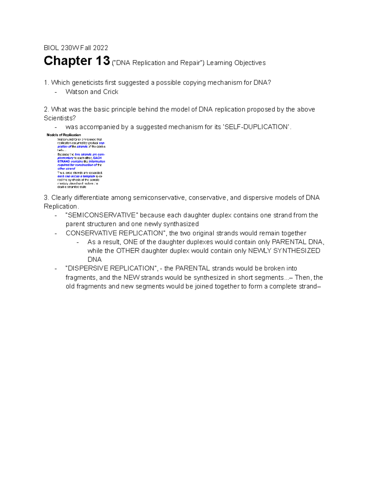 13Bio230 Learning Objectives Exam 3 - Google Docs - BIOL 230W Fall 2022 ...