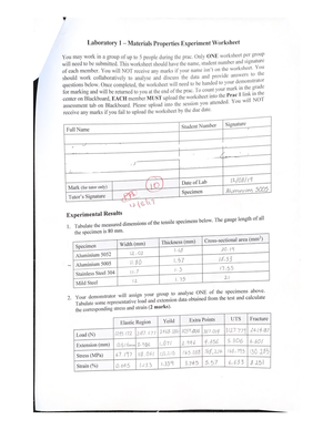 EGB121 Practical 1 Report - EGB121 Mechanical properties report ...