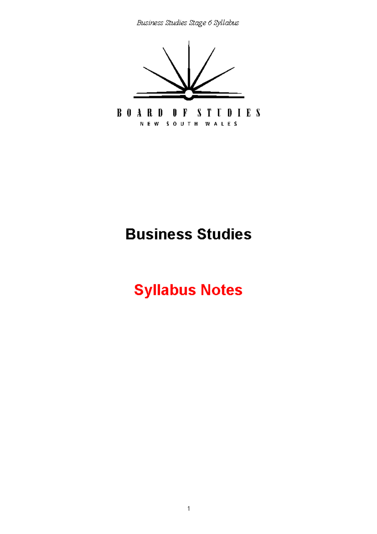 Syllabus Notes All in One - Business Studies Syllabus Notes 10 Content ...