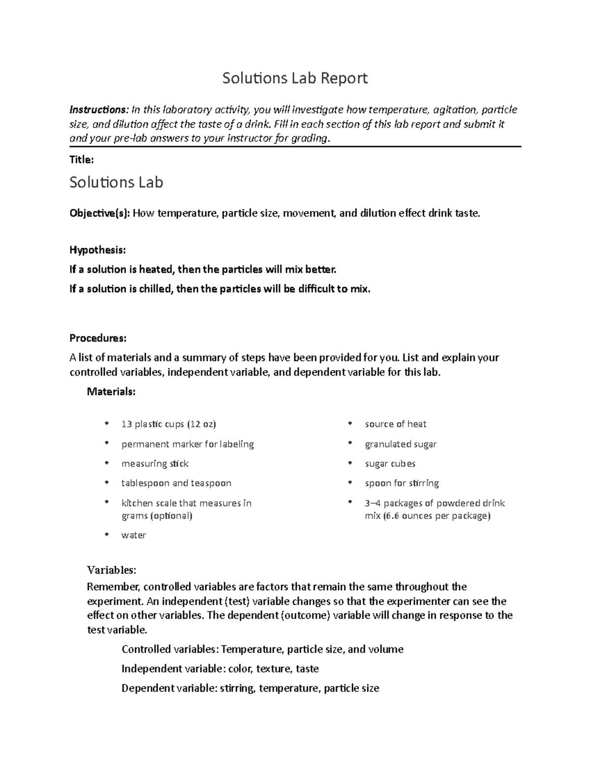 08 03 lab report h - Soluons Lab Report Instrucons: In this laboratory ...