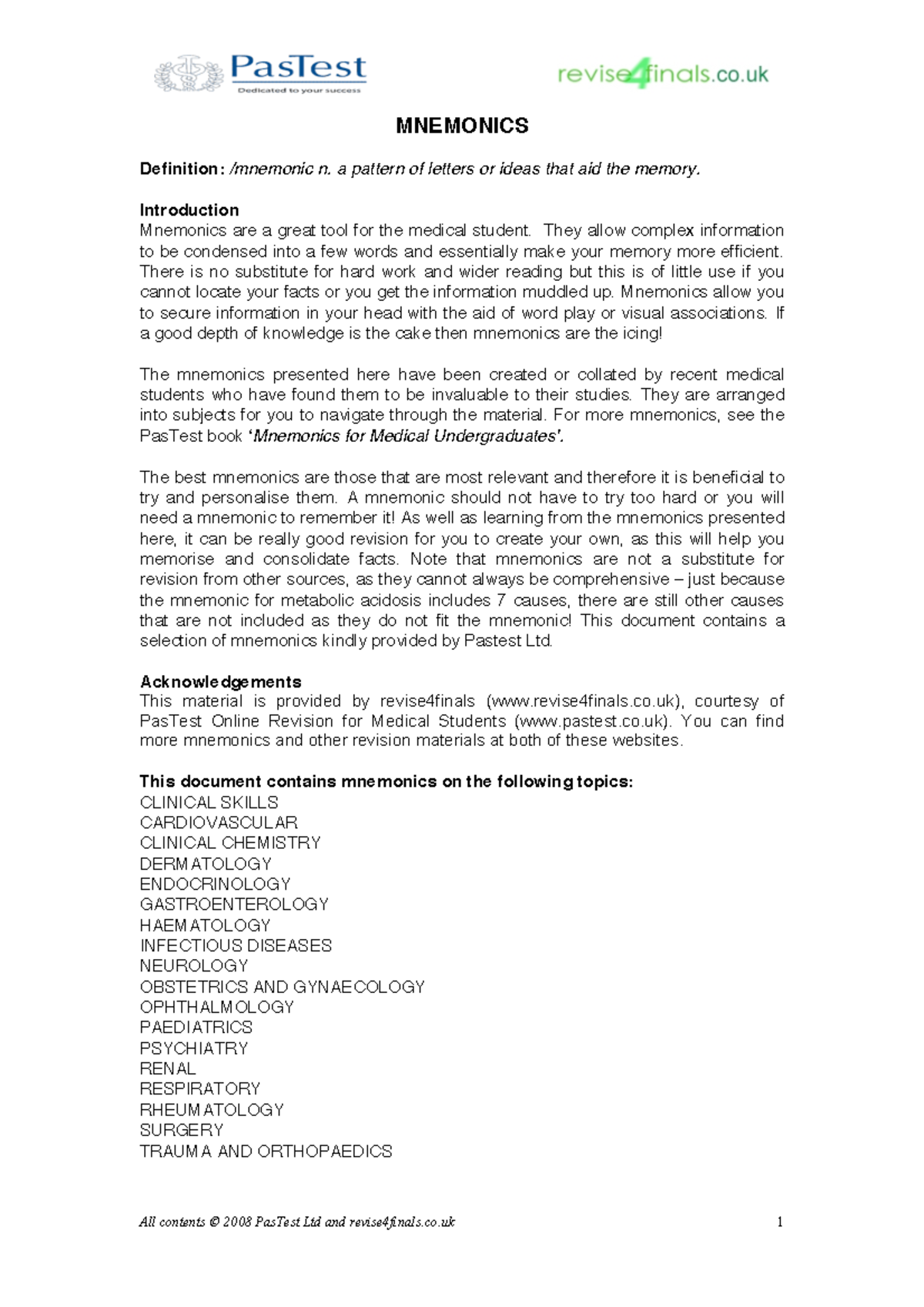 Medical Mnemonics Which Cover Important Aspects SHP161 Swansea medical-mnemonics-which-cover-important-aspects-shp161-swansea