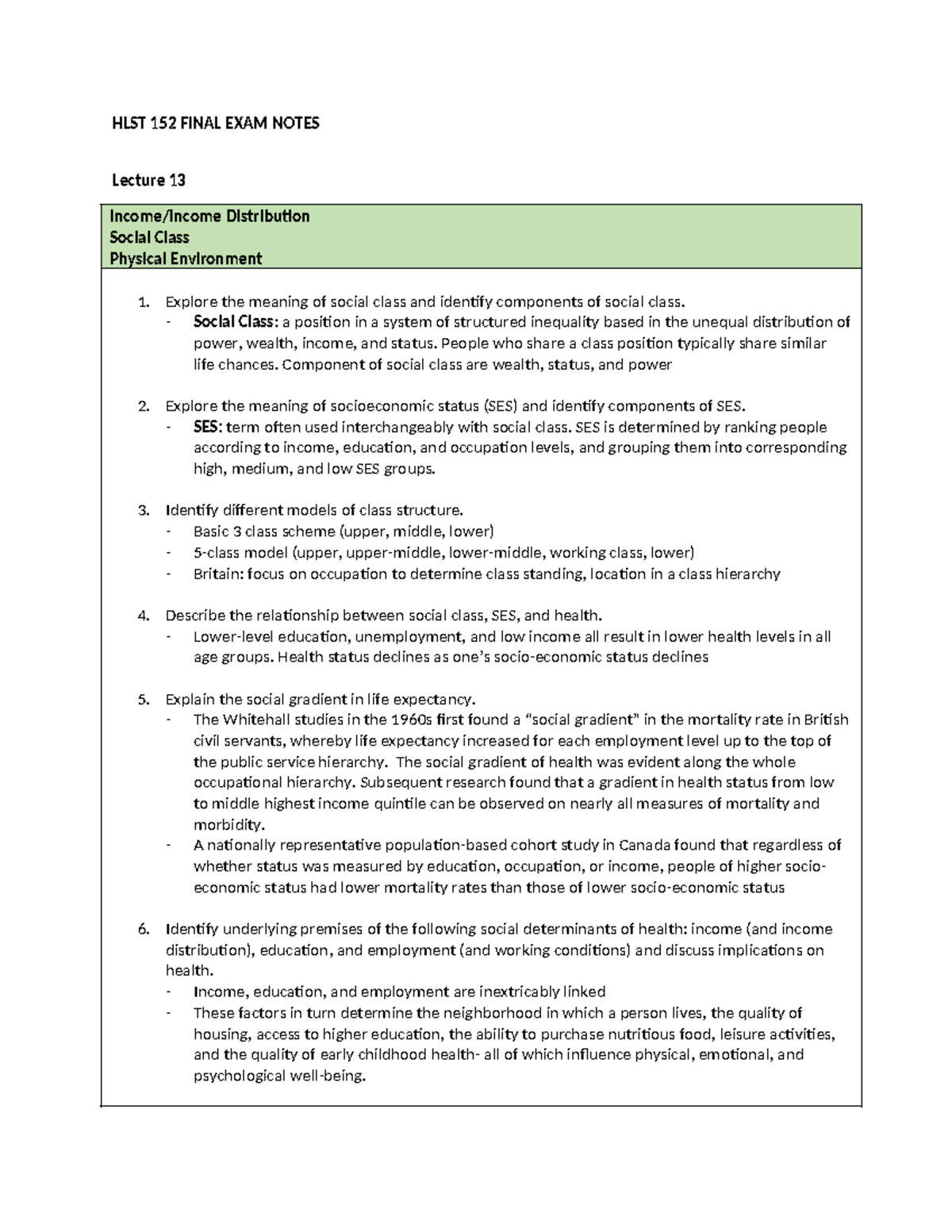 HLST-152- Final-EXAM- Notes - HLST 152 FINAL EXAM NOTES Lecture 13 ...