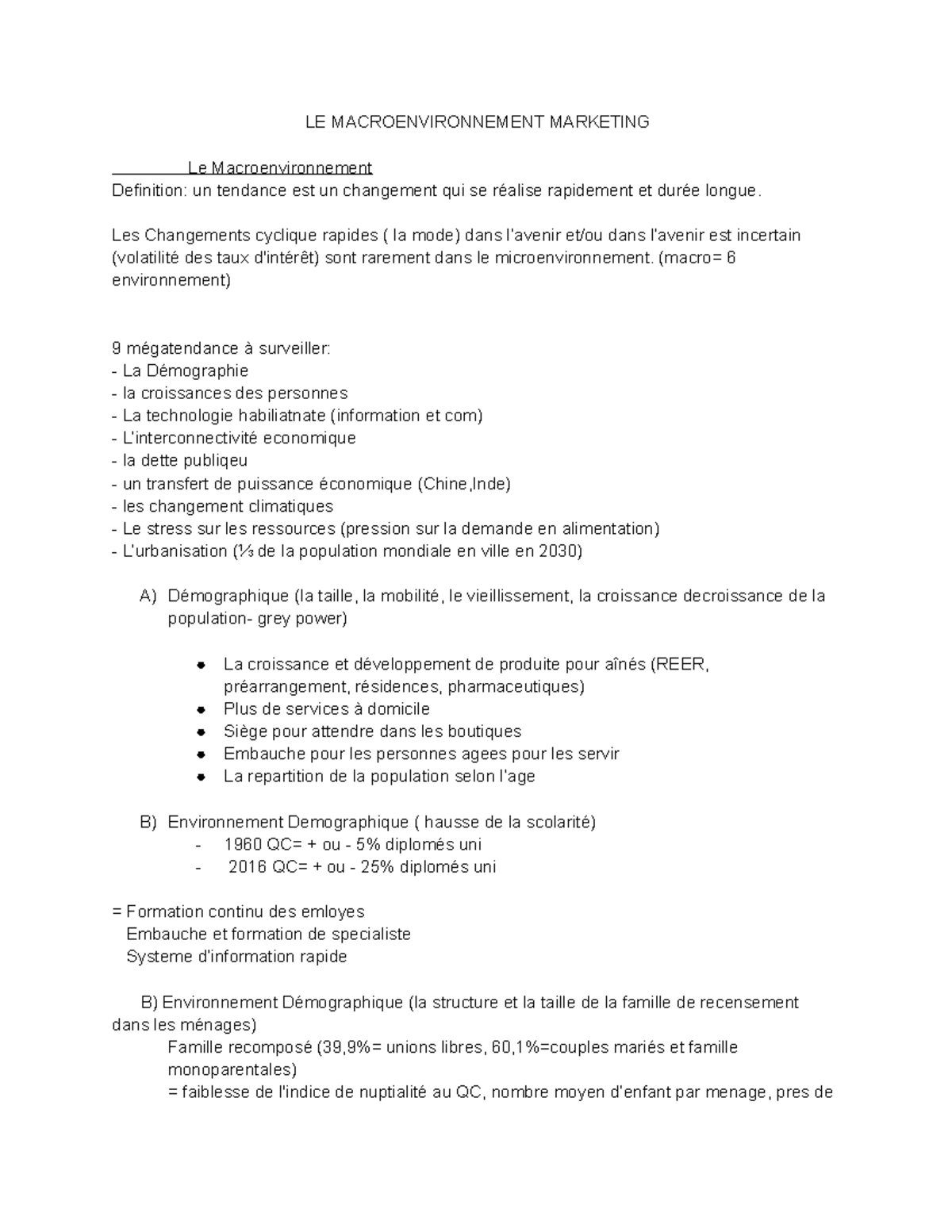 Marketing 4 - Chapitre 4 - LE MACROENVIRONNEMENT MARKETING Le ...