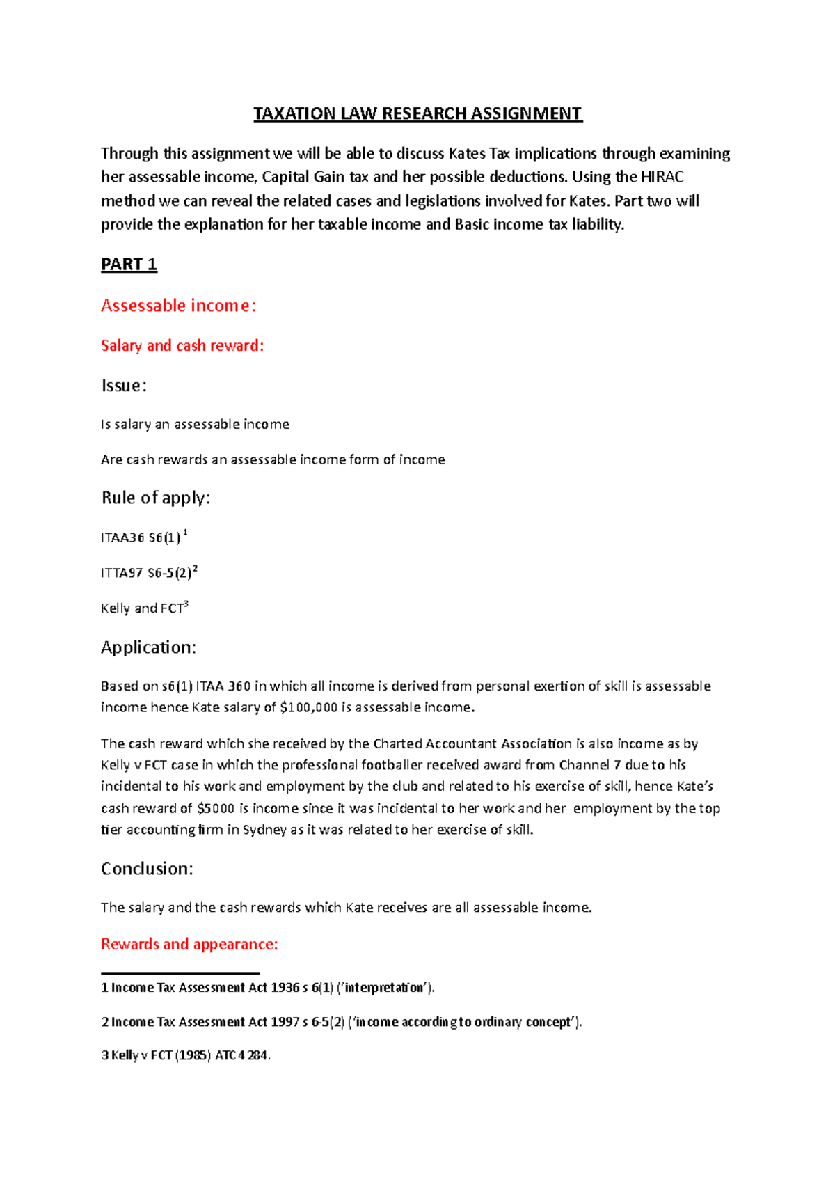 TAX LAW - MID SEM - TAXATION LAW RESEARCH ASSIGNMENT Through this ...