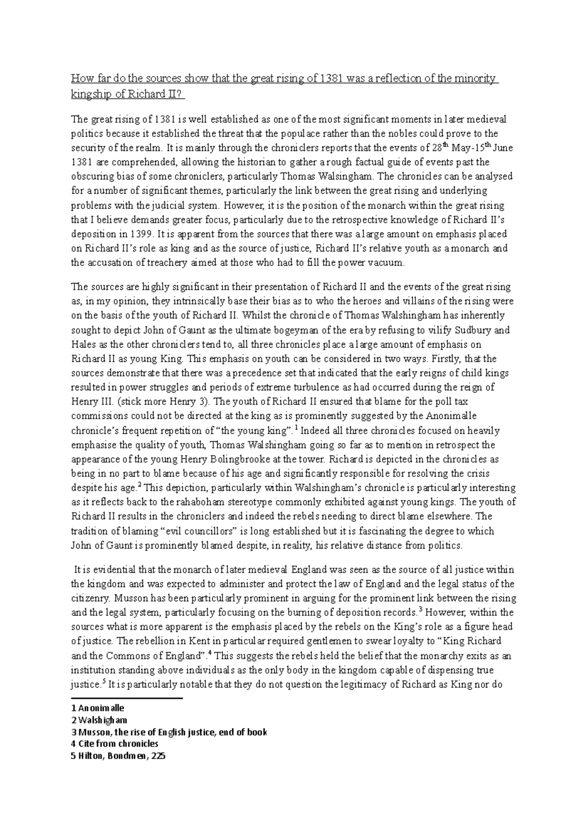 How far do the sources show that the great rising of 1381 was a ...