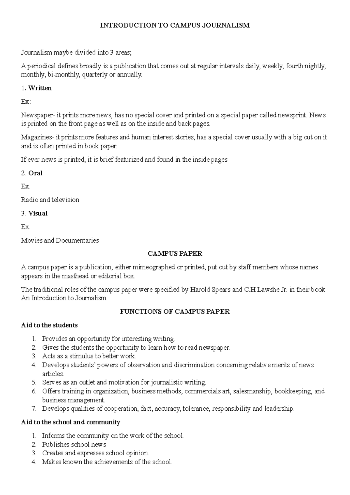 Introduction TO Campus Journalism - INTRODUCTION TO CAMPUS JOURNALISM ...