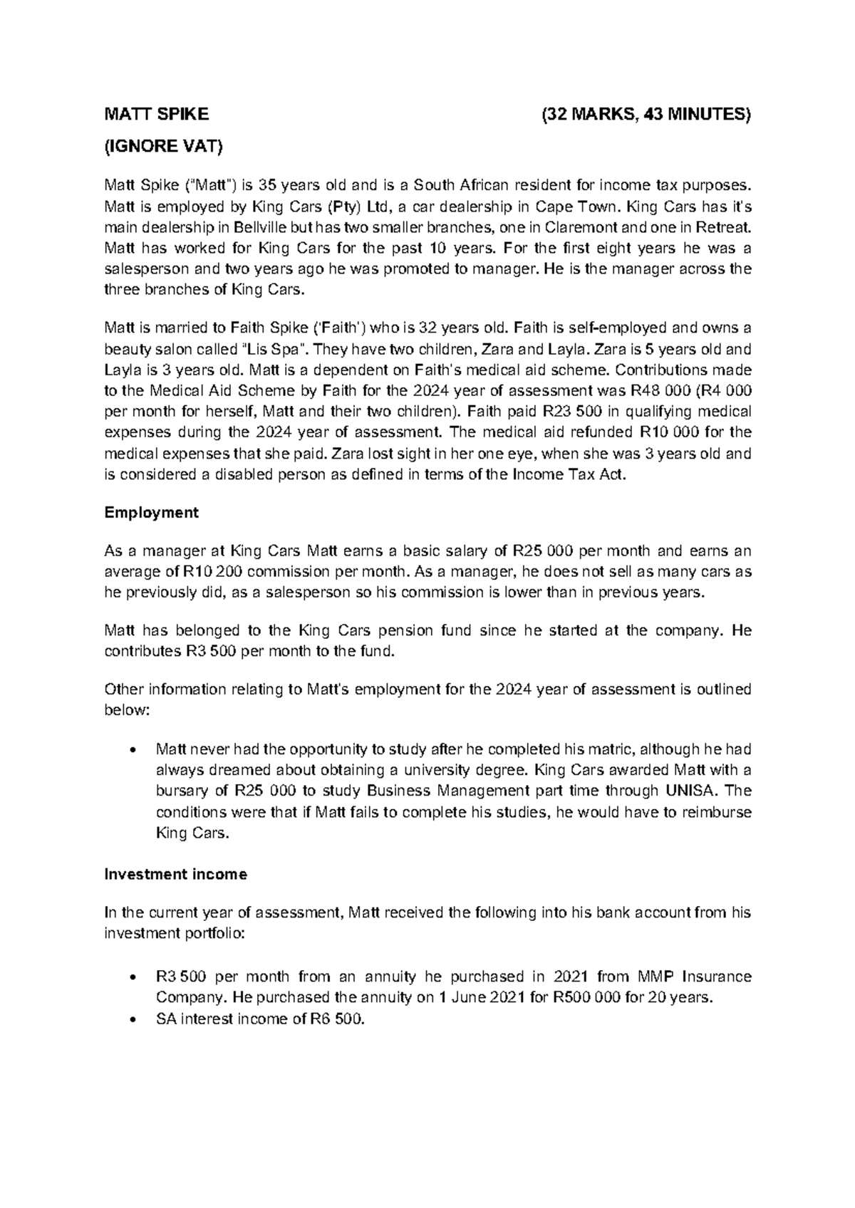 matt spice - exam past paper - MATT SPIKE ( 32 MARKS, 43 MINUTES ...
