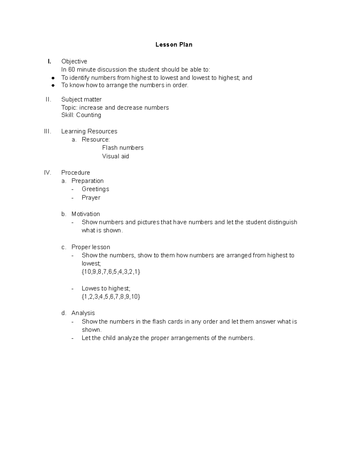 Inbound 3685324538843817695 - Lesson Plan I. Objective In 60 minute ...