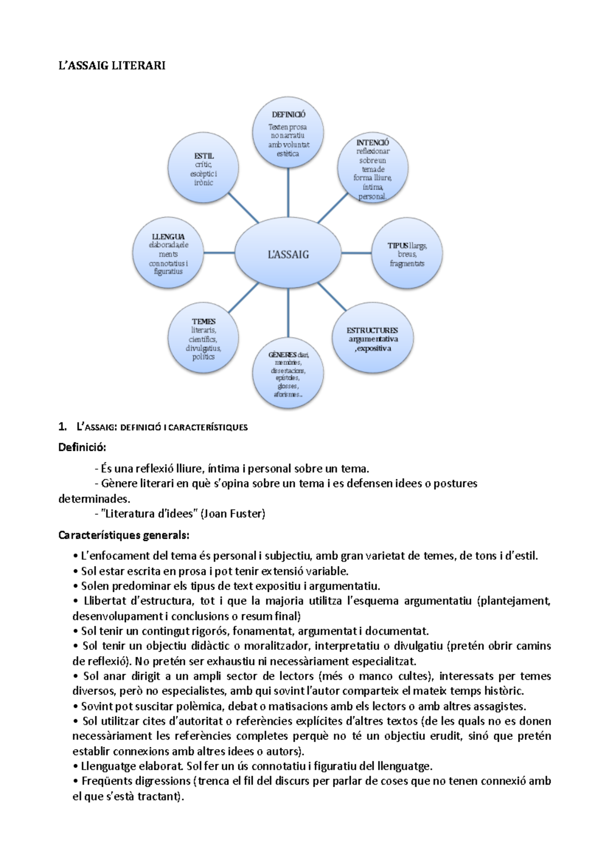 L-assaig - Explicacio del assaig y apunts - L’ASSAIG LITERARI 1. L ...