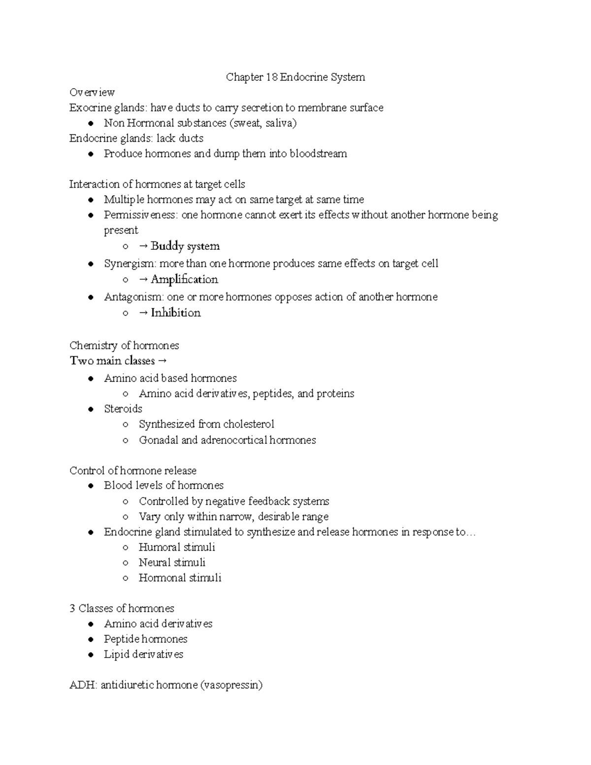 Chapter 18 Endocrine System - Chapter 18 Endocrine System Overview ...