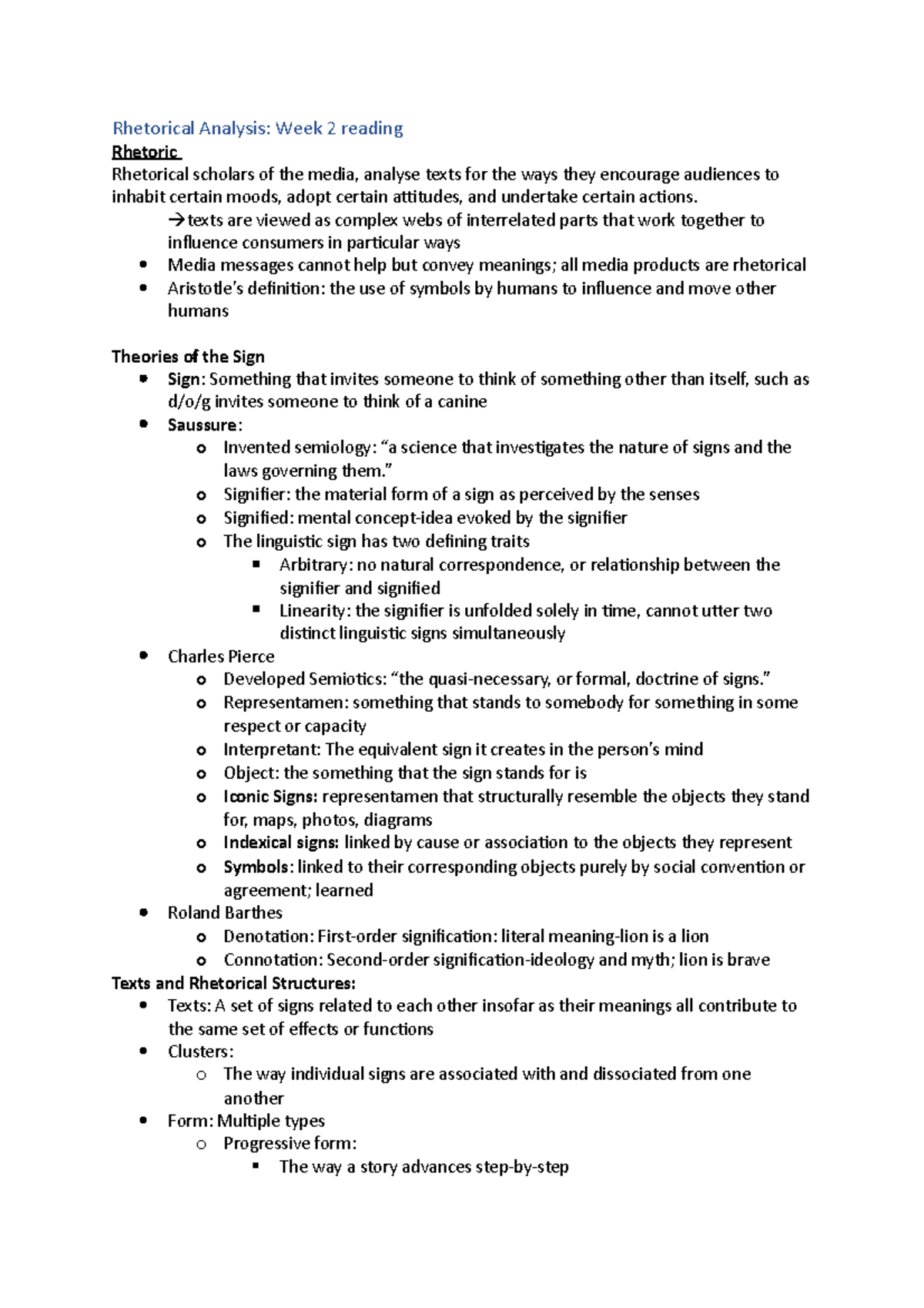 INGS 2601 Week 2 Reading Notes - Rhetorical Analysis: Week 2 reading ...