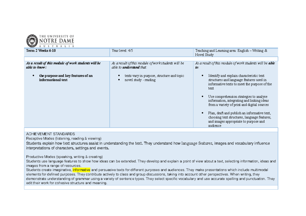 Forward Planning Document - English - Writing, Spelling & Novel Study ...
