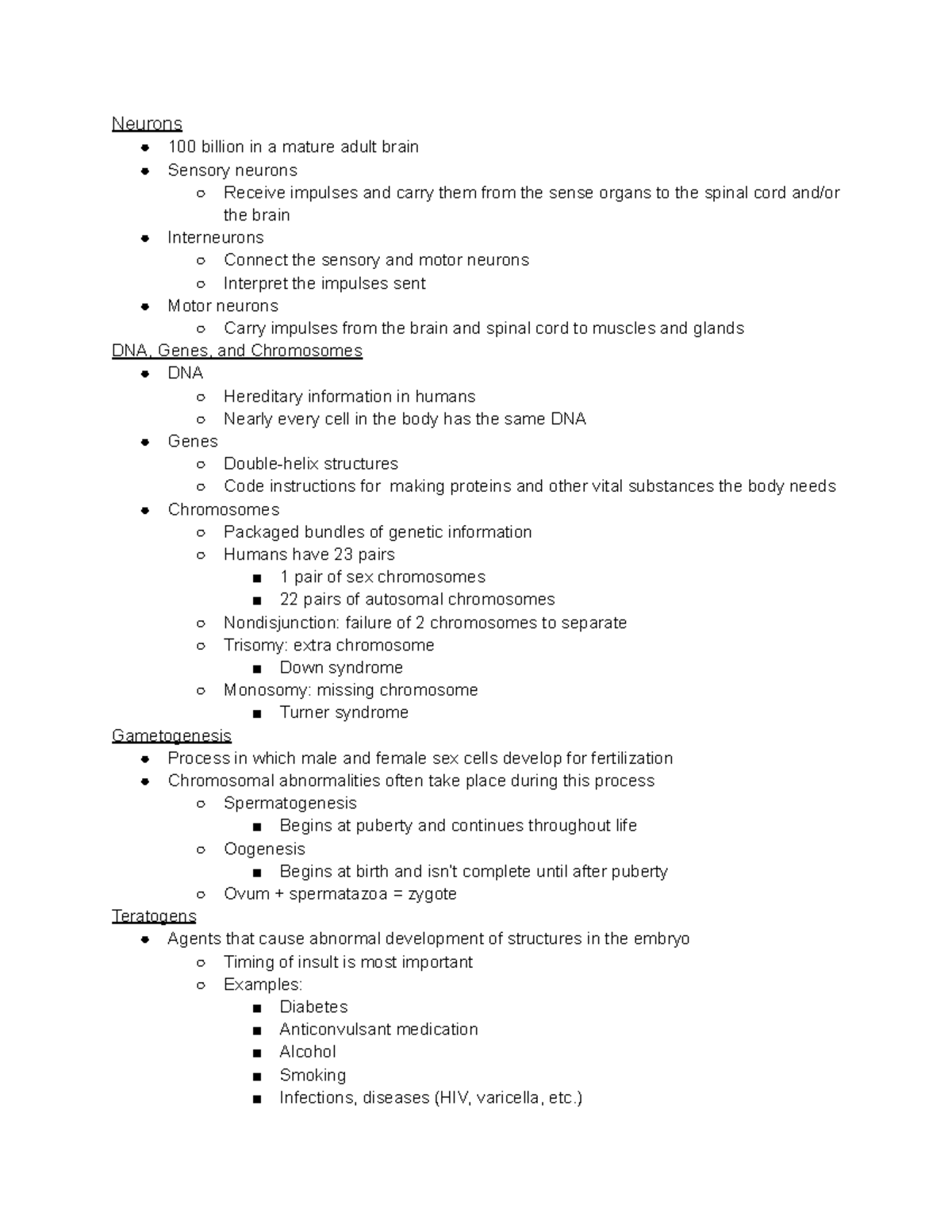 Nervous system - dna, genes, and chromosomes - Neurons 100 billion in a ...