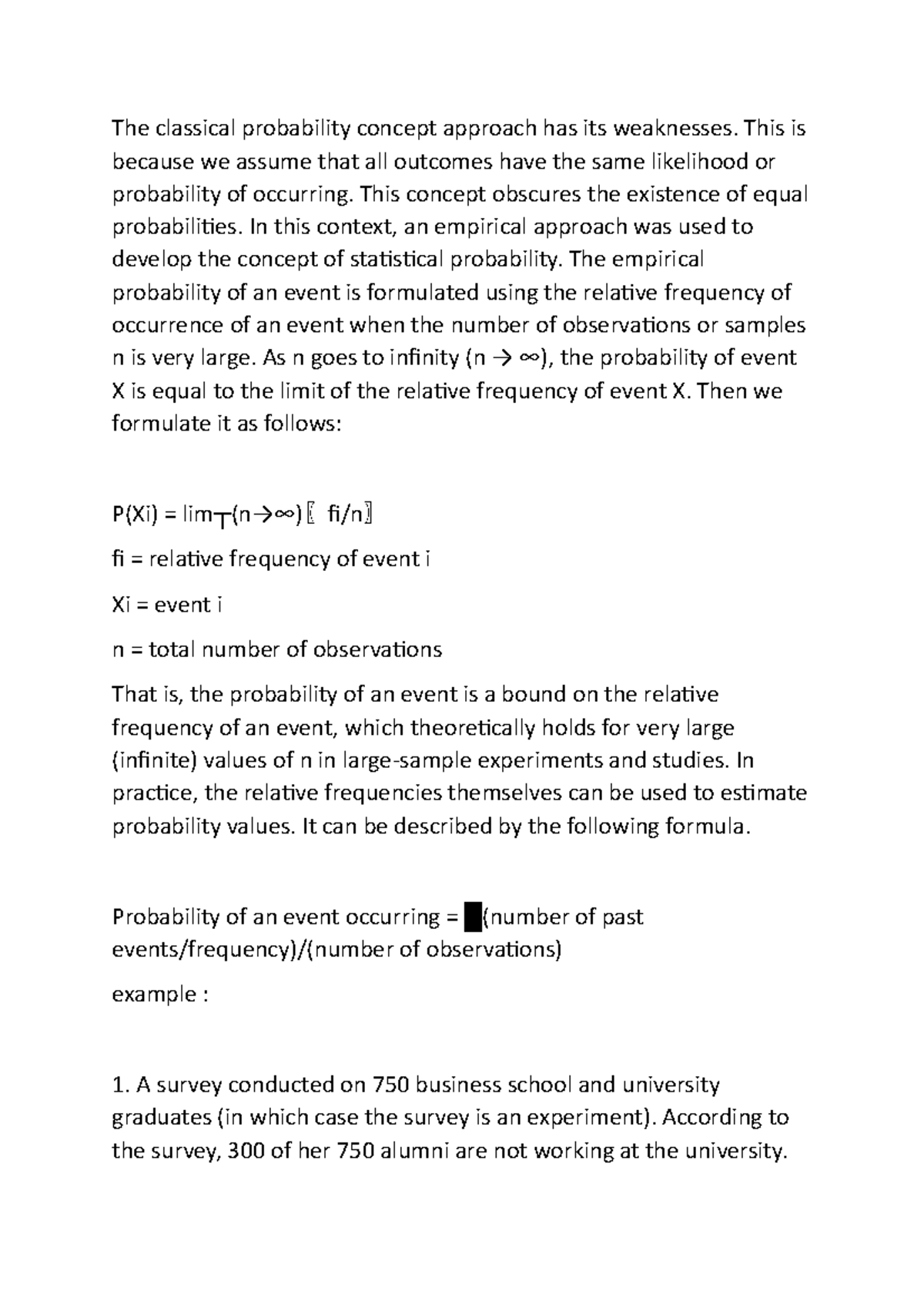 Probability method - The classical probability concept approach has its ...