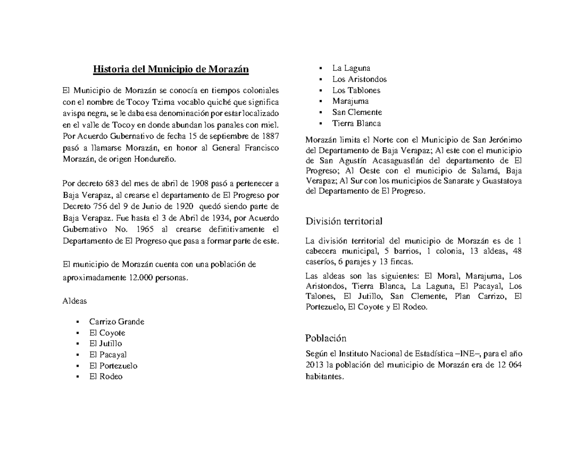 Historia de Morazán - Historia del Municipio de Morazán El Municipio de ...