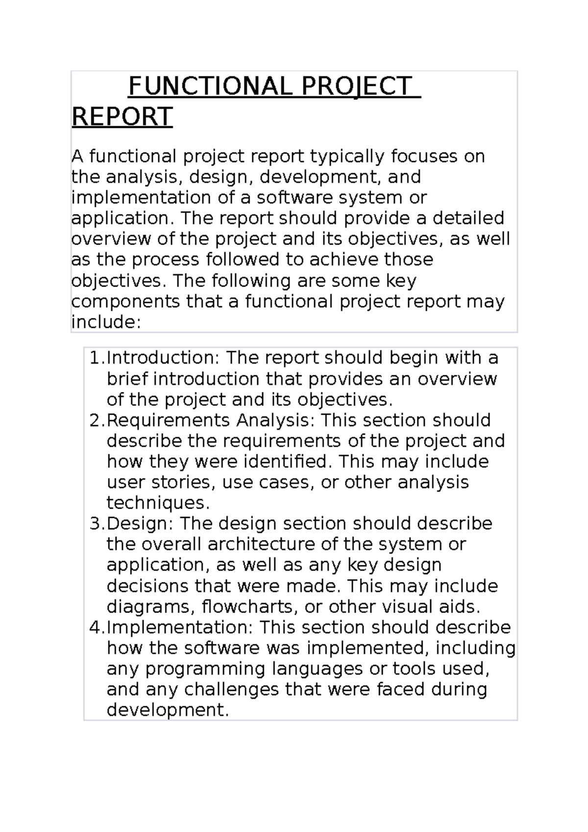 Functional project report - The report should provide a detailed ...