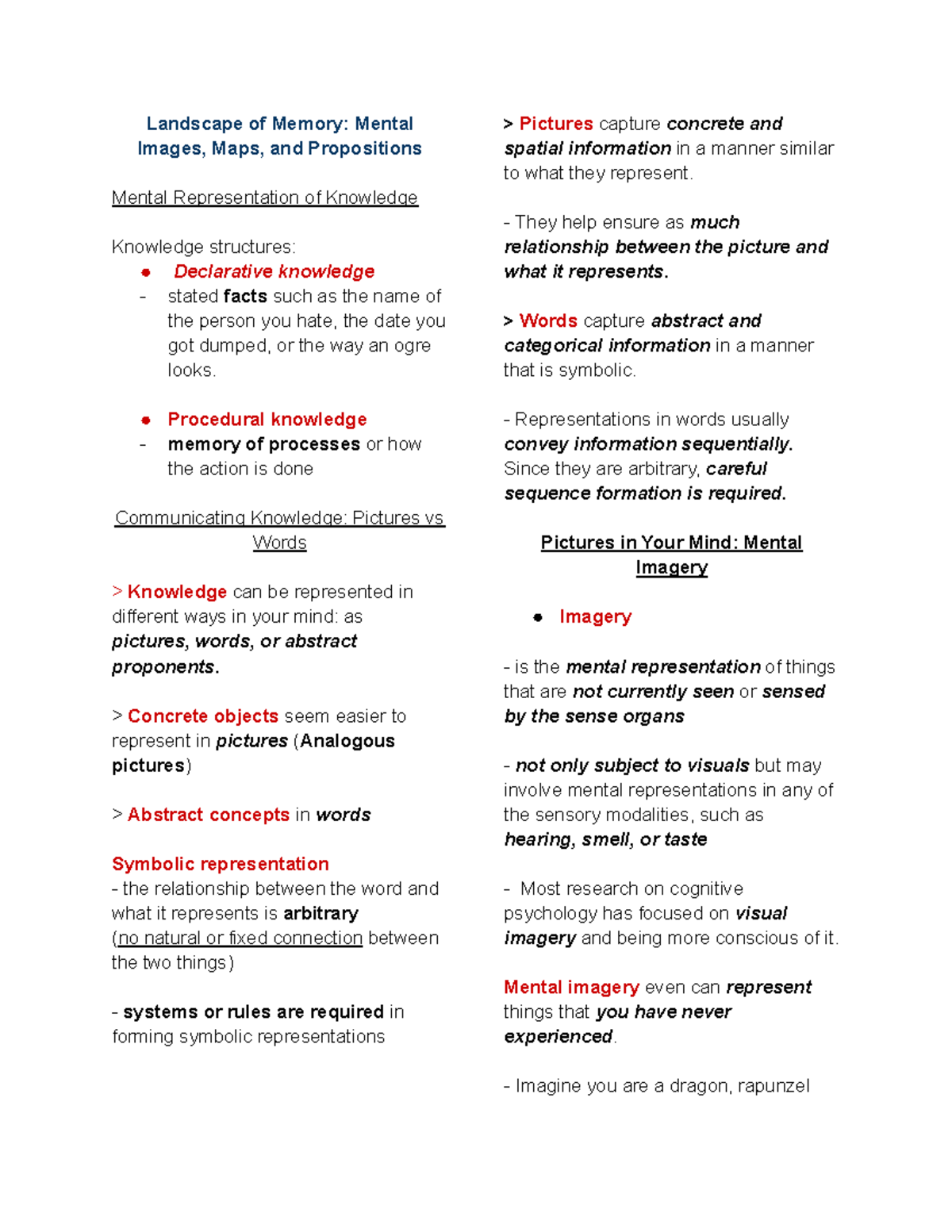 Landscape of Memory & Problem Solving & Decision Making - Landscape of Memory: Mental Images ...
