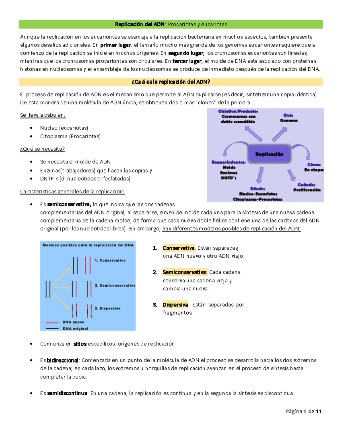 Replicación del ADN. Resumen Final 6 - Repl icación d el ADN ...