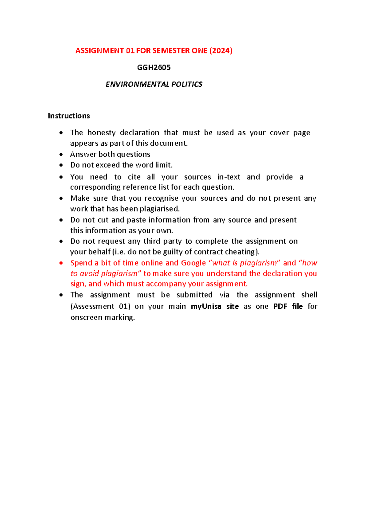 Student Guidelines TO Assignment 01 FOR Semester 1 2024 - ASSIGNMENT 01 ...