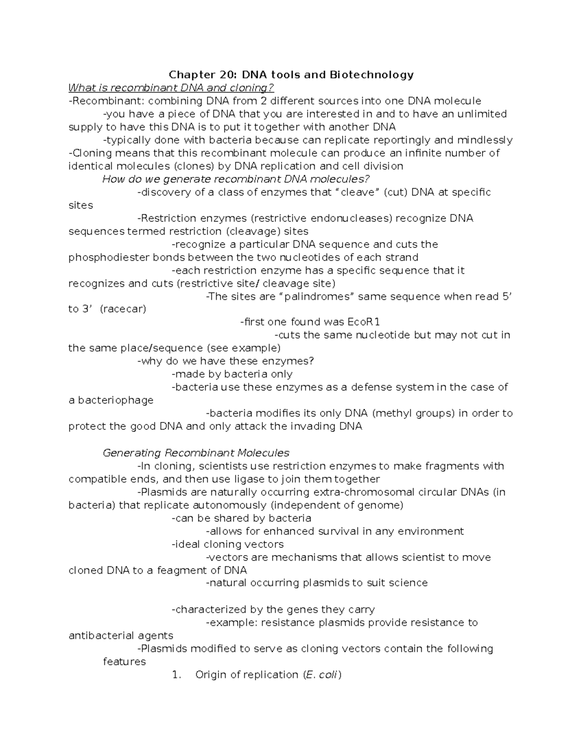 DNA Tools and Biotechnology: Recombinant DNA and Cloning - Studocu