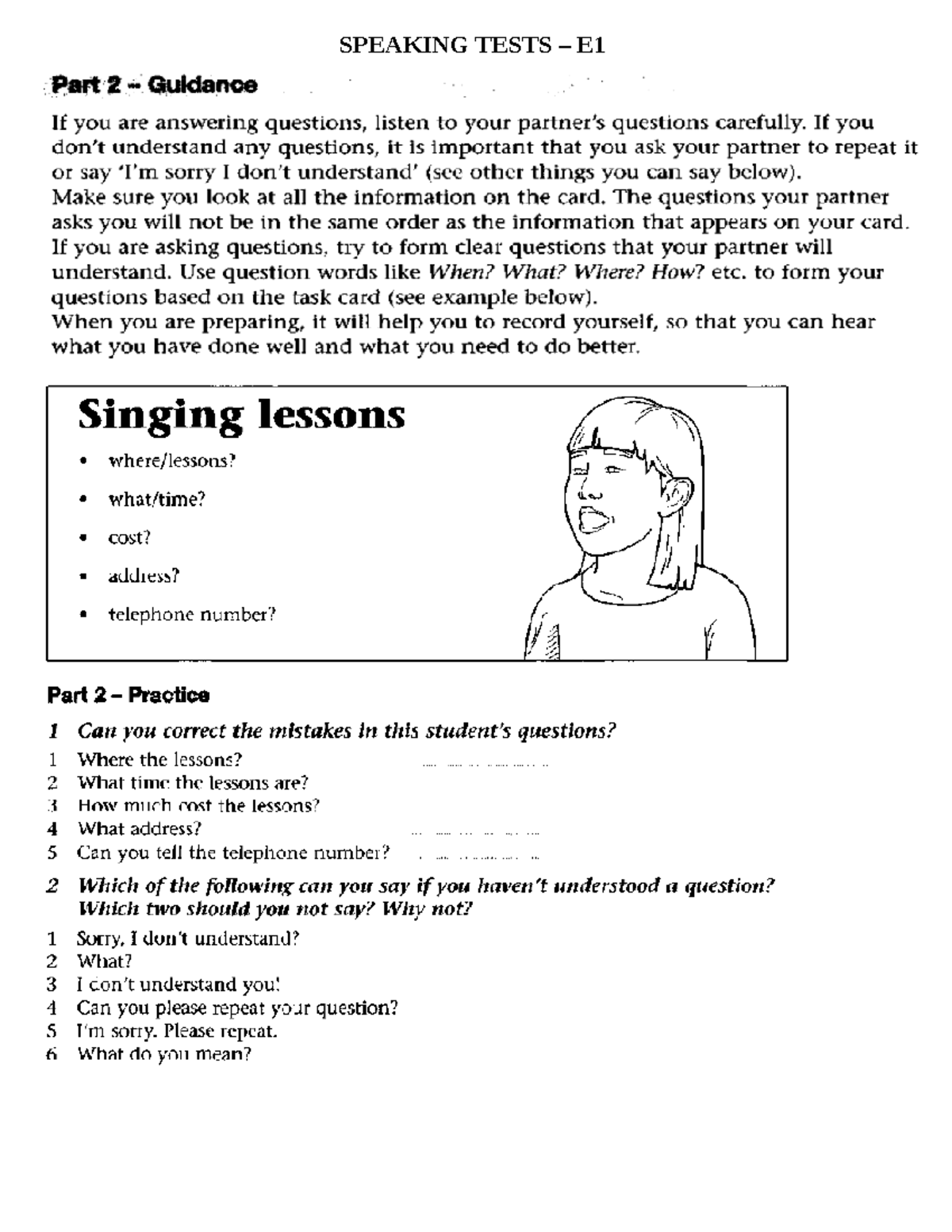 Speaking- Tests-E1 - SPEAKING TESTS – E SPEAKING TEST 1 SITUATION 1 ...