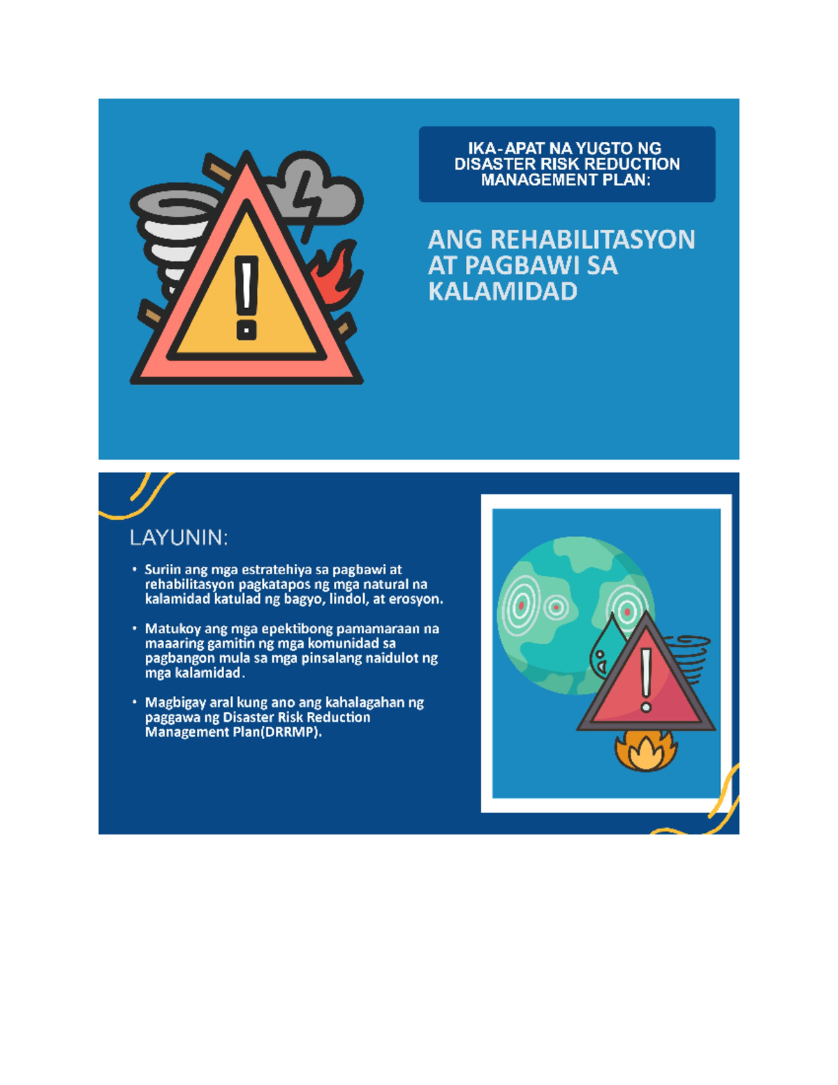 AP Reporting - NA YUGTO NG DISASTER RISK REDUCTION MANAGEMENT PLAN: ANG ...