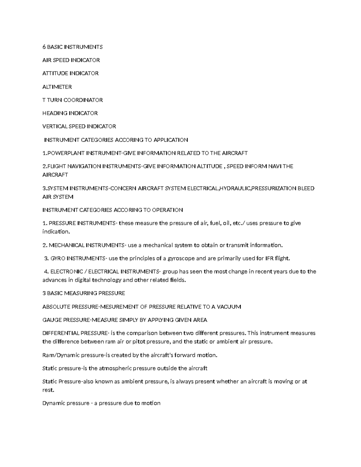 6 Basic Instrumentsrebyu - 6 BASIC INSTRUMENTS AIR SPEED INDICATOR ...