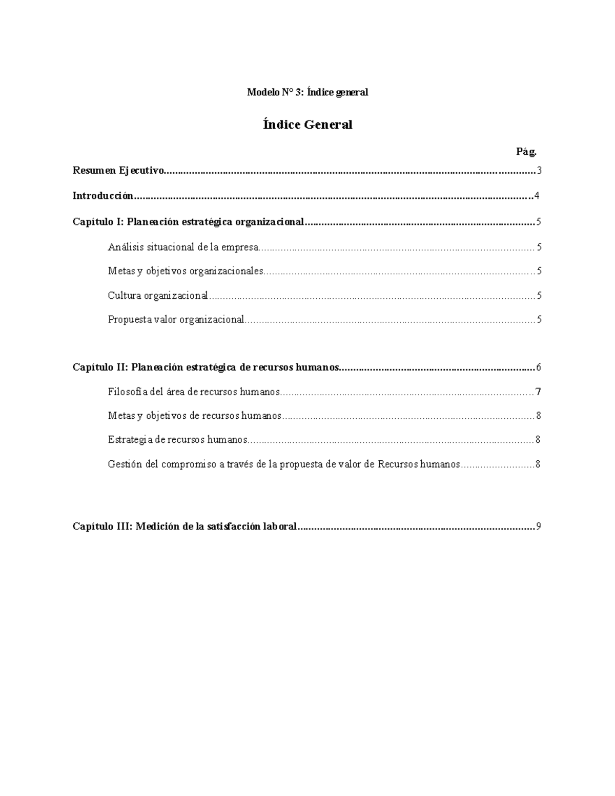 Formato modificado actualizado estructura - Modelo N° 3: Índice general ...
