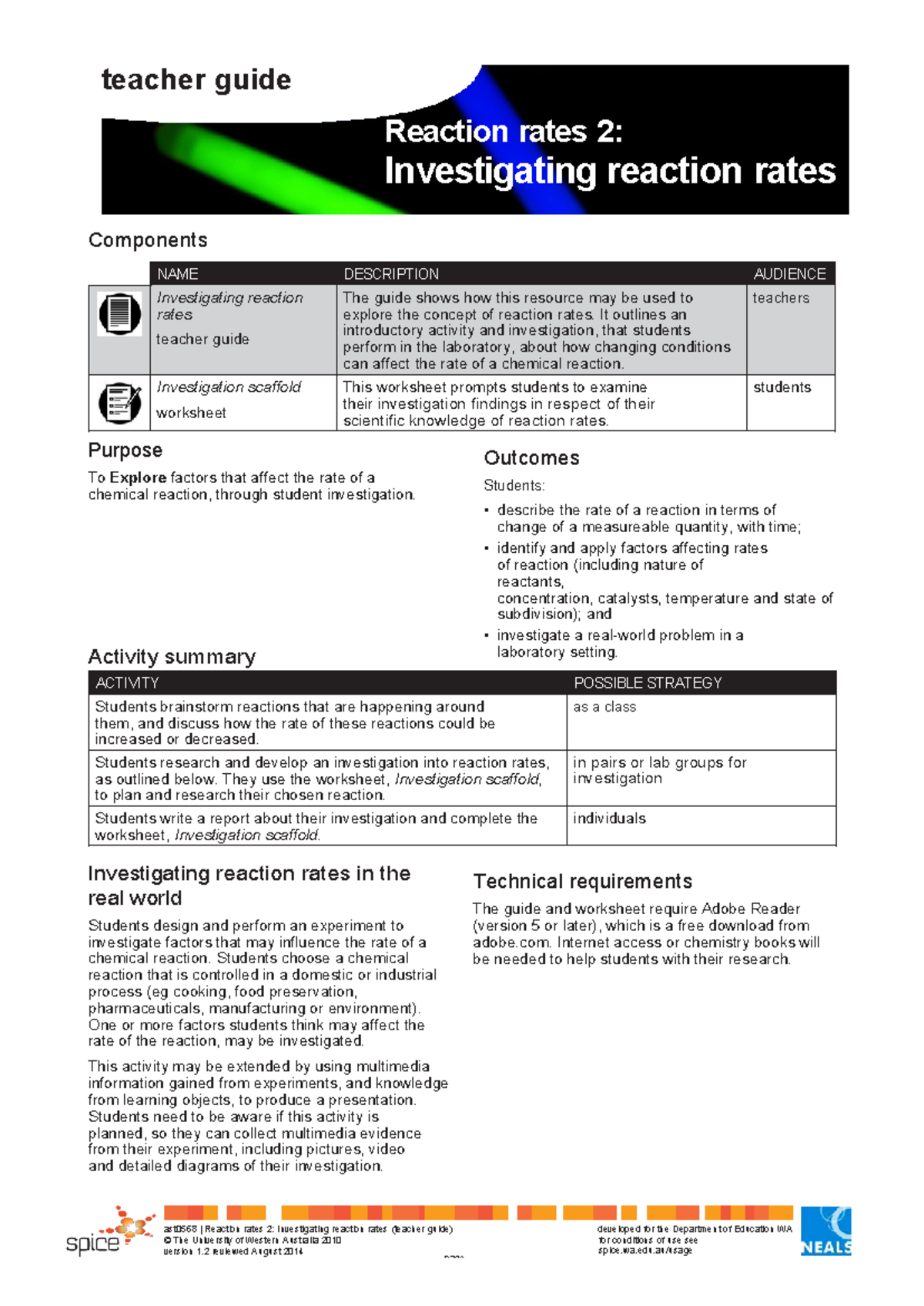 Teacher Guide - Investigating reaction rates w - ast0568 | Reaction ...