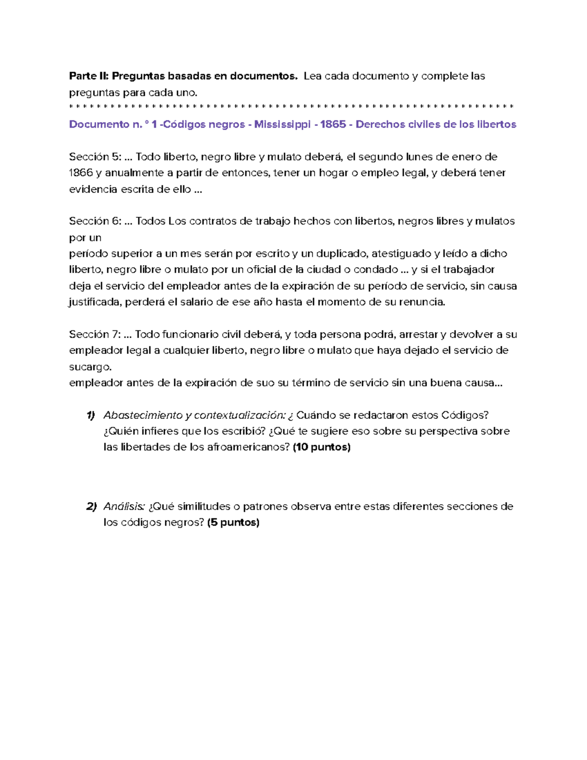 Anisa White - ( Spanish) Part II: Document-based questions - Parte II ...