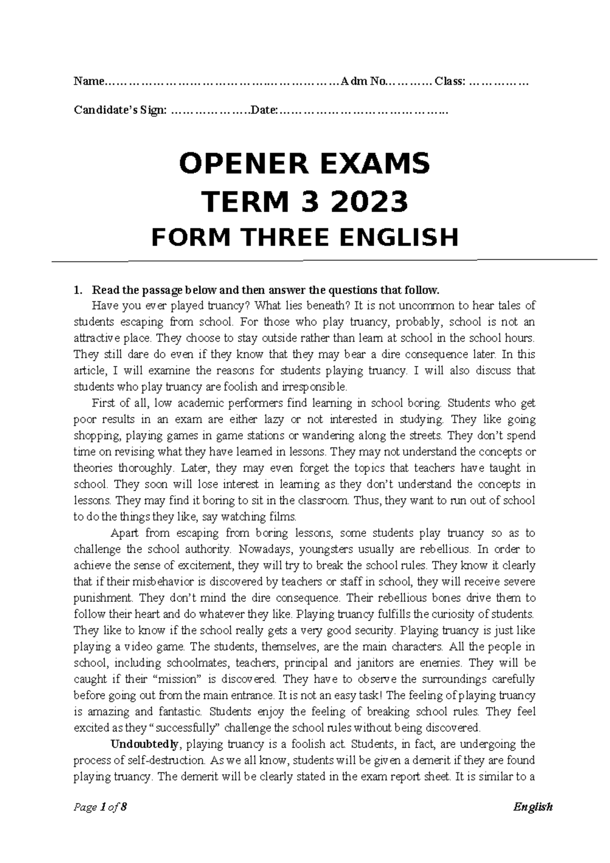 T3- English-F3-PP2 Teacher - Name