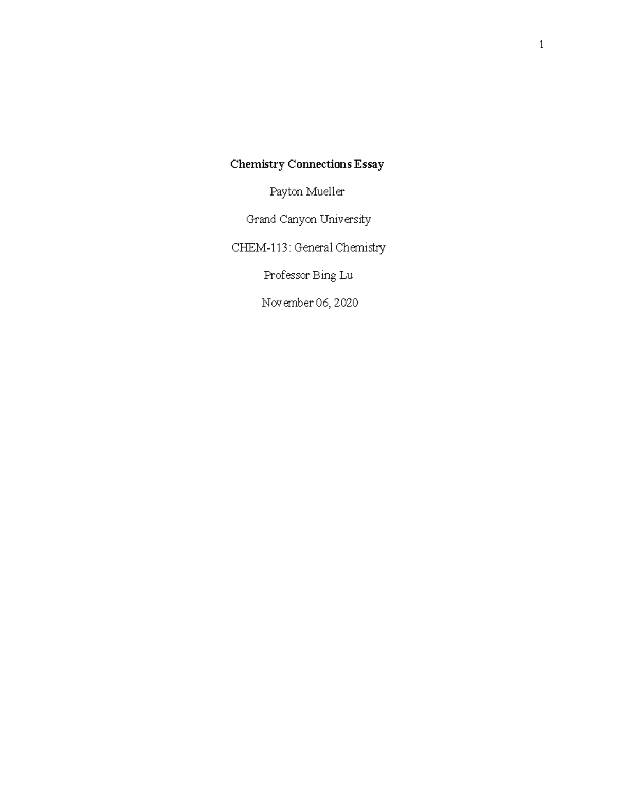 Chemistry Connections Essay - Chemistry Connections Essay Payton ...