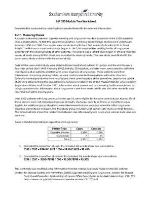 IHP 330 Module Three Worksheet Kaelyn Leonard - IHP 330 Module Three ...
