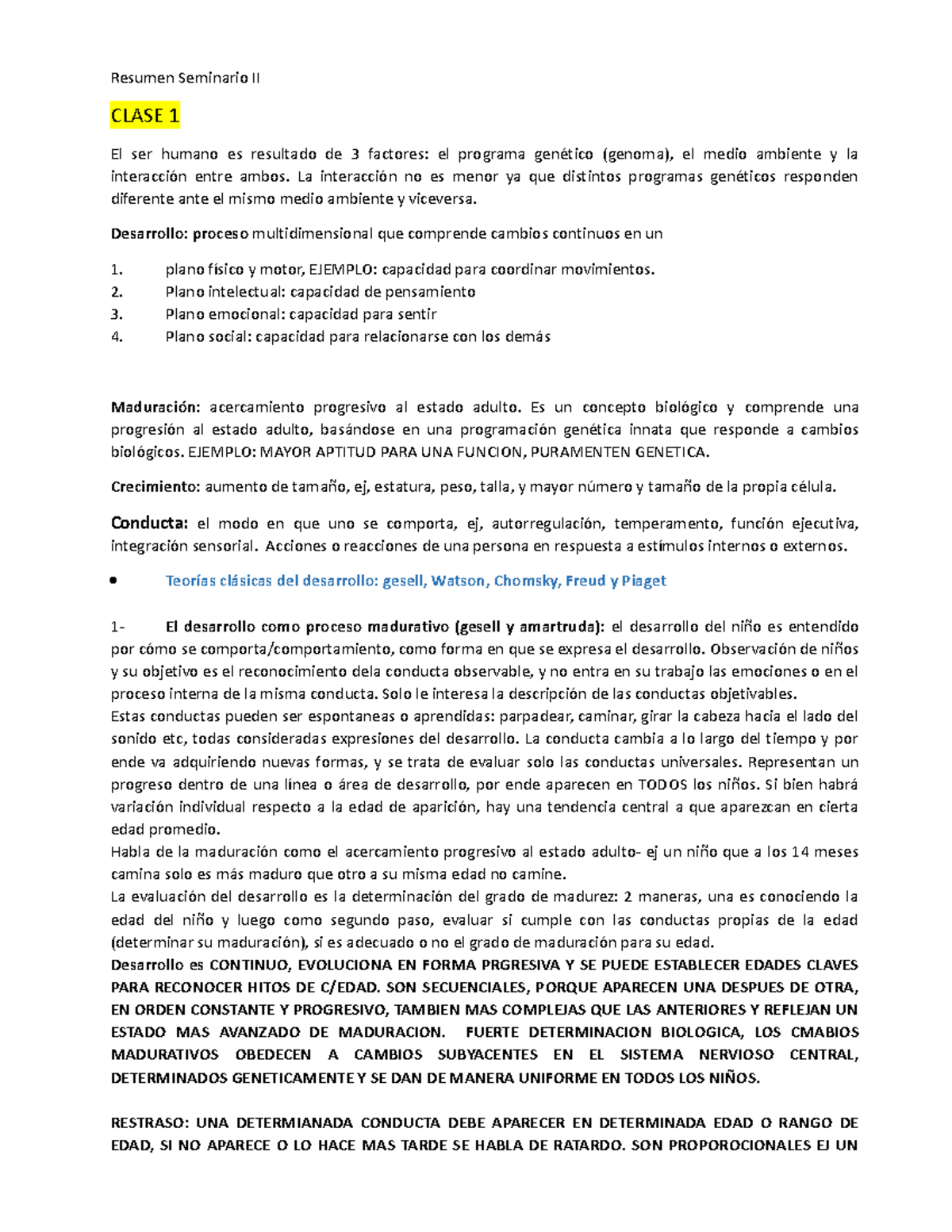 Resumen Seminario Ii Resumen Seminario Ii Clase 1 El Ser Humano Es